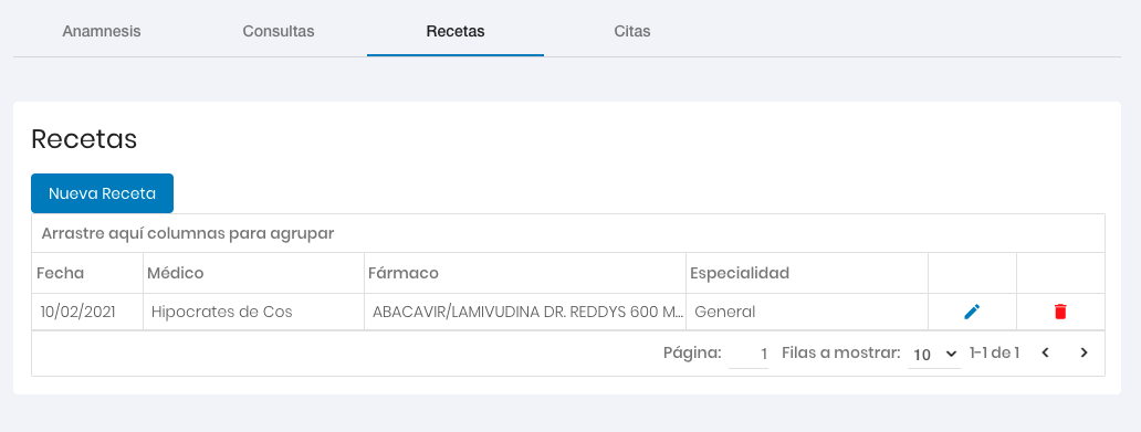 Ficha e historial del paciente - Programa gratuito para clínicas Inceme