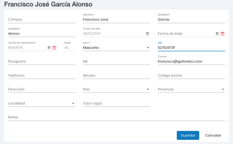 Ficha e historial del paciente - Programa gratuito para clínicas Inceme